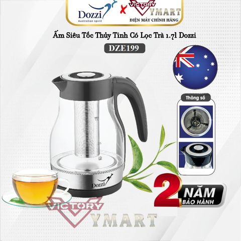 Ấm Siêu Tốc Thủy Tinh Cao Cấp Có Lọc Trà 1.7l Dozzi DZE199 - Thương ...