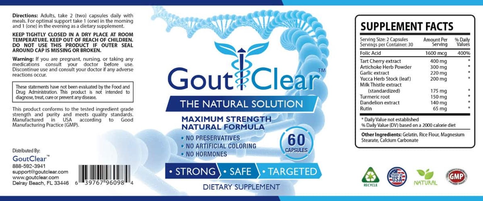Viên uống hỗ trợ Gút Gout Clear 60 viên - Sản phẩm chính hãng Mỹ, giúp ...
