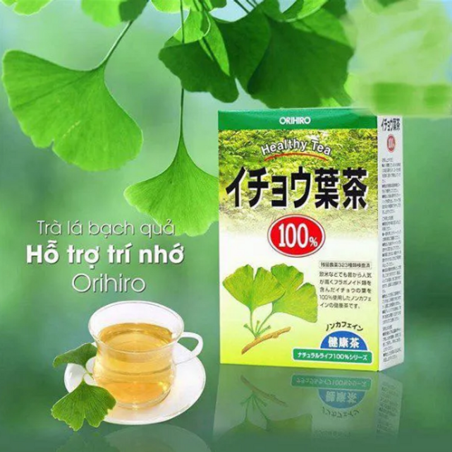 Trà lá bạch quả Ginkgo Biloba bổ não hỗ trợ trí nhớ Orihiro 26 gói