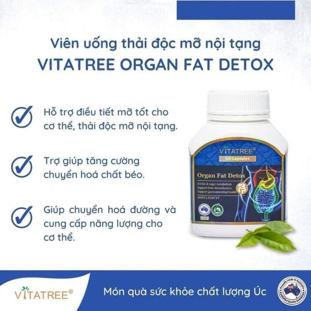 Vitatree Organ Fat Detox hỗ trợ thải mỡ nội tạng Úc