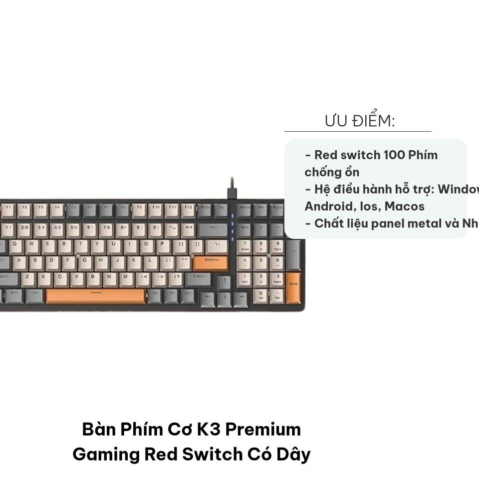 Bàn Phím Cơ K3 Premium Gaming Red Switch Có Dây