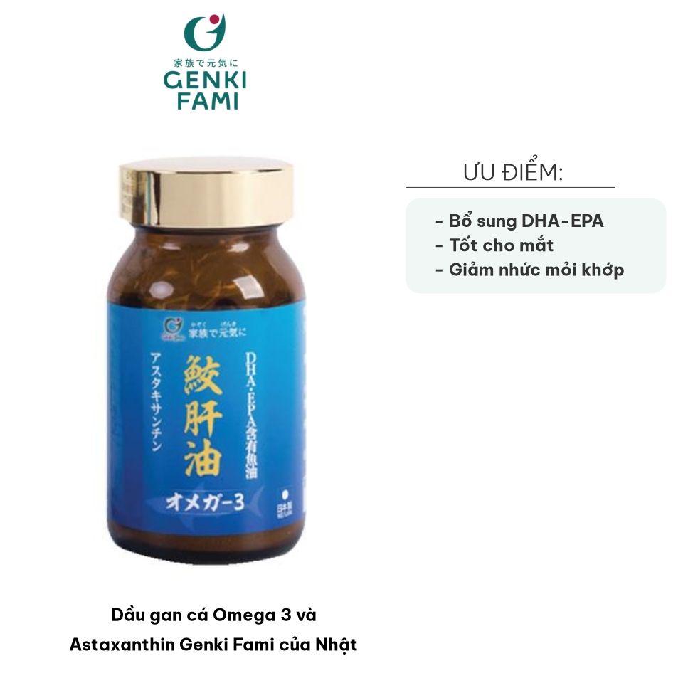 Dầu gan cá Omega 3 và Astaxanthin Genki Fami của Nhật | Chiaki.vn