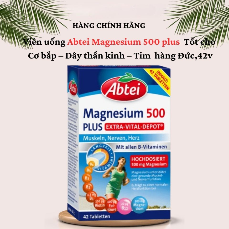Viên Ngậm Abtei Magnesium 500 plus - Hỗ Trợ Cơ Bắp, Hệ Tim Mạch, Hộp 42 ...