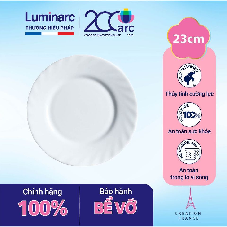 Bộ 6 Đĩa Thủy Tinh Cường Lực Luminarc Trianon 23cm - Đĩa Sâu Dùng Lò Vi ...