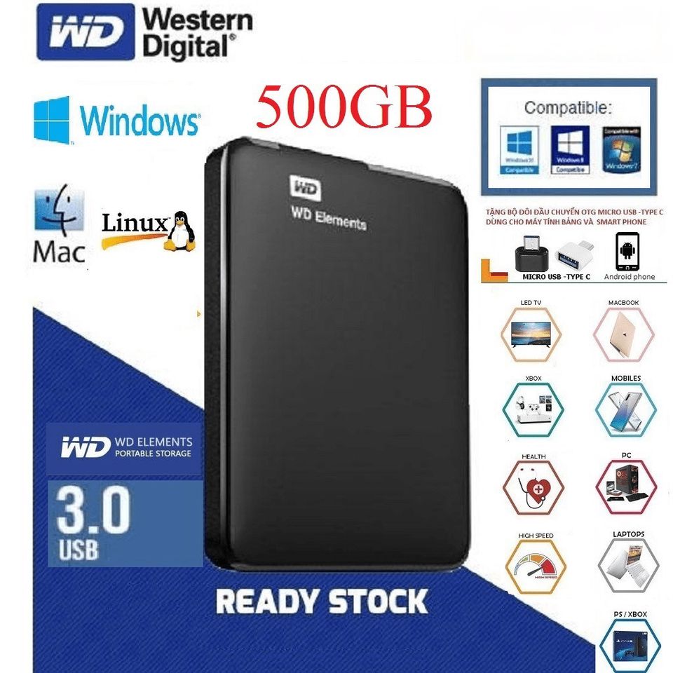 🔆 Ổ Cứng Di Động WD My Passport / Elements dung lượng 500GB / 1TB / 2TB ...