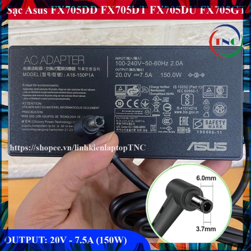 Sạc Laptop Asus FX705DD FX705DT FX705DU FX705GT 20V - 7.5A - 150W Chân ...