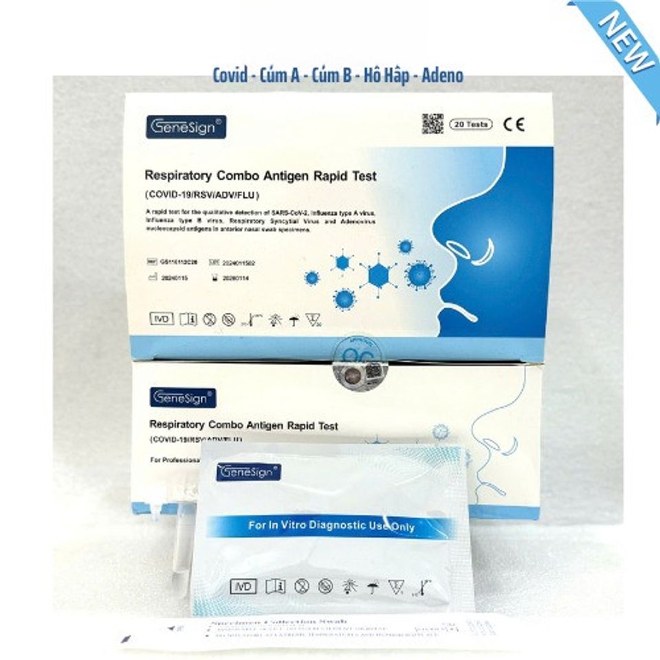 Bộ Kit Test Nhanh 5 Trong 1 GeneSign Covid-19, Cúm A/B, Adeno, Viêm Hô ...
