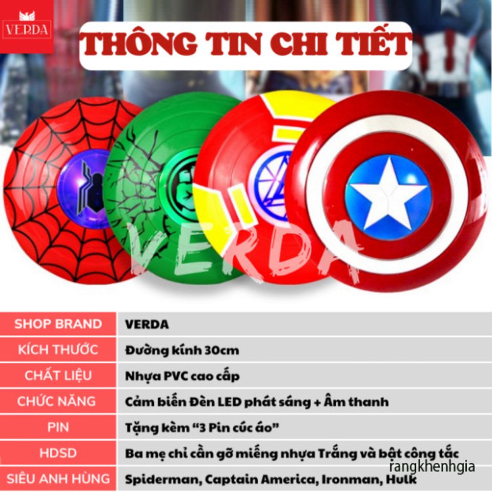 Khiên Siêu Anh Hùng LED Phát Nhạc - Captain America, Spider-Man, Iron ...