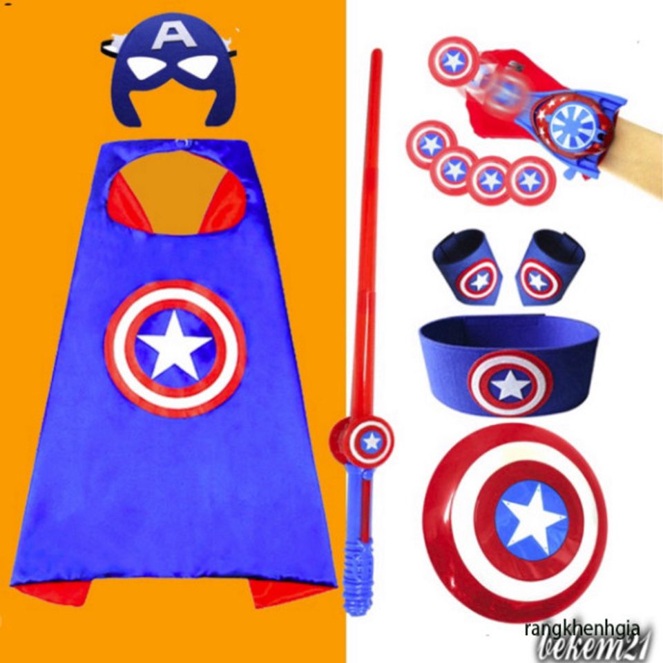 Bộ phục trang hóa trang Captain America cho trẻ em - Áo choàng, mặt nạ ...