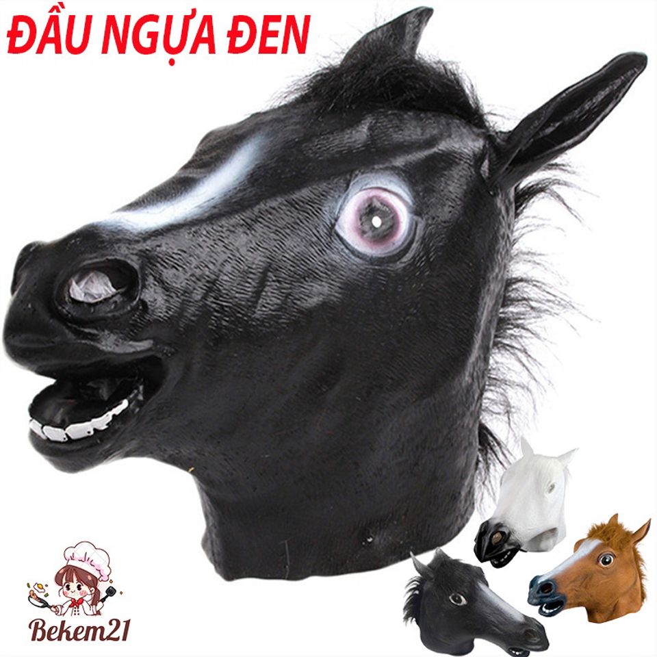 Mặt Nạ Đầu Ngựa Đen Hóa Trang - Latex Thực Thụ Cho Halloween, Tiệc Hóa ...