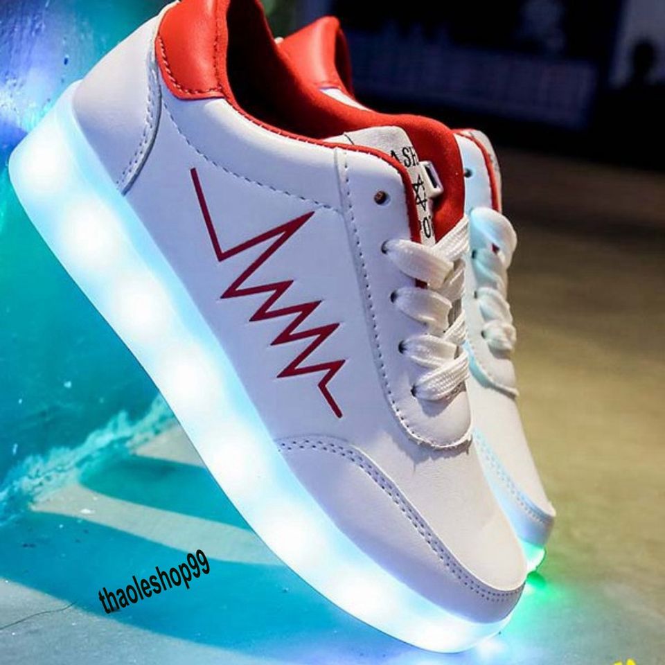 Giày Phát Sáng LED 7 Màu Cho Nam Nữ - Giày Trắng Kẻ Nhịp Tim Đỏ, 8 Chế ...