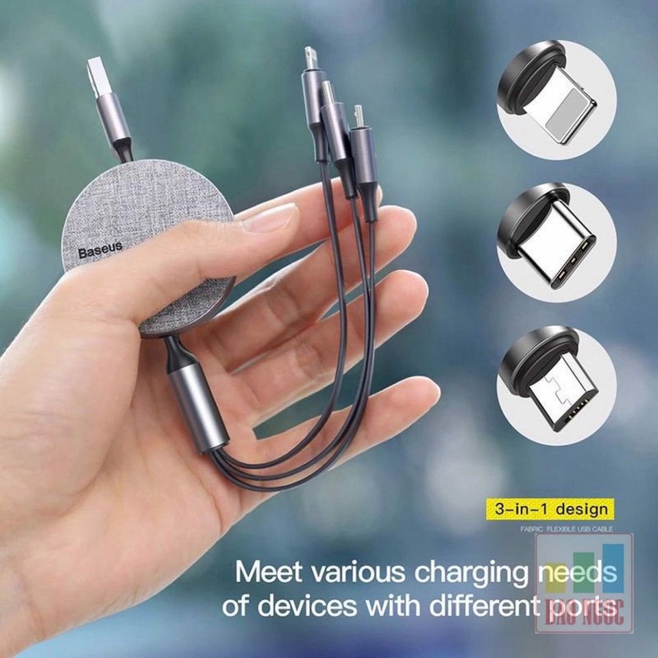 Dây Sạc Rút Baseus 3-in-1 Flexible Cable - Type C, Micro USB, Lightning ...