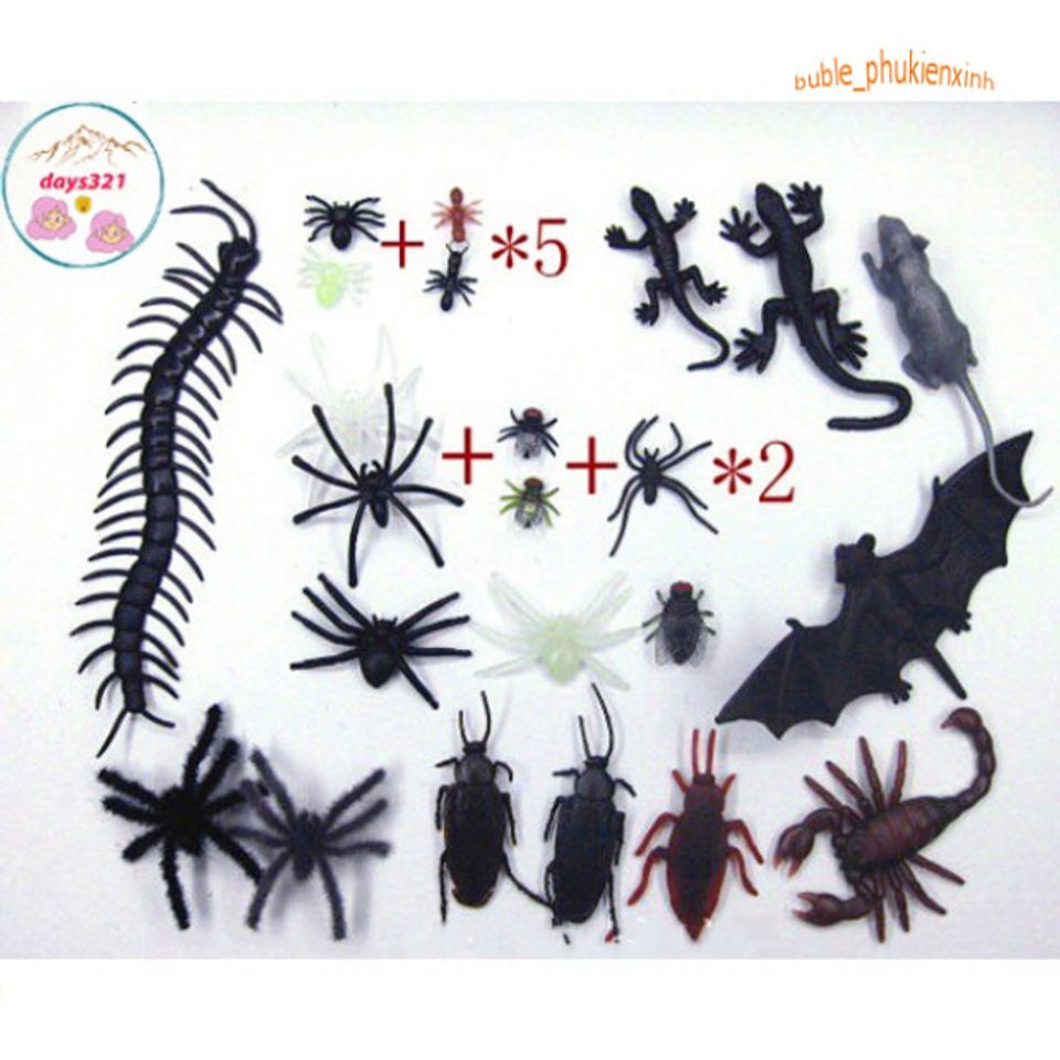 Bộ 44 Mô Hình Côn Trùng Nhựa - Gián, Rết, Nhện, Bò Cạp, Chuột Dơi - Đồ ...