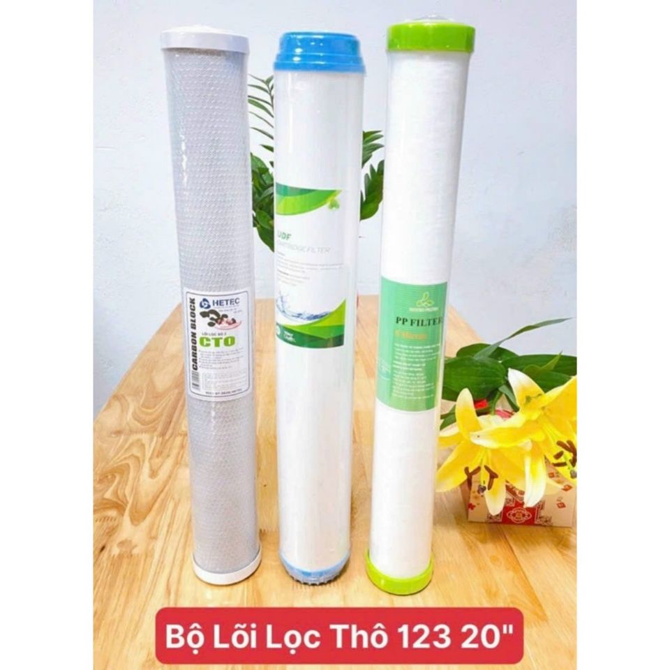 Bộ 3 lõi lọc thô số 123 lọc thô nước sinh hoạt 20 inch