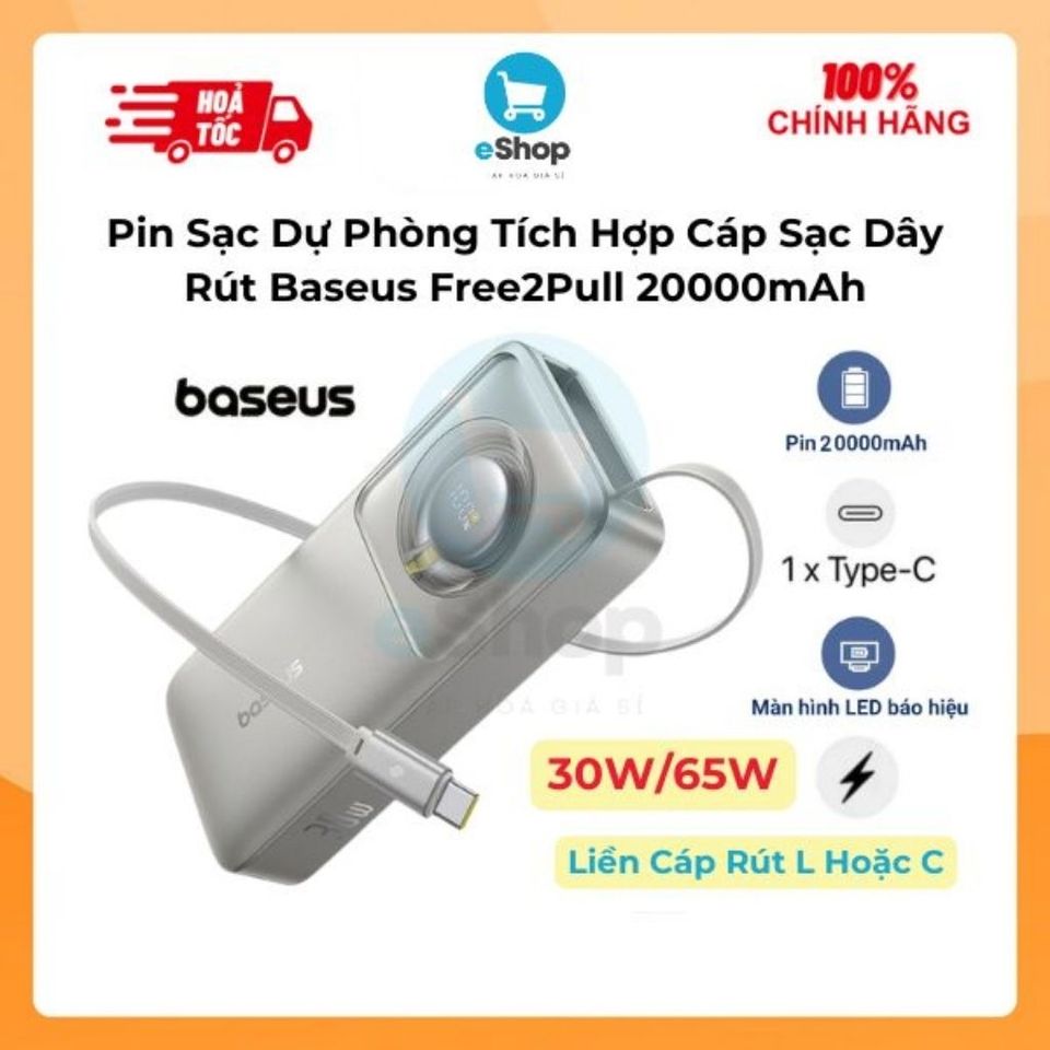 Pin Sạc Dự Phòng Baseus Free2Pull 20000mAh Sạc Nhanh 30W / 65W Tích Hợp ...