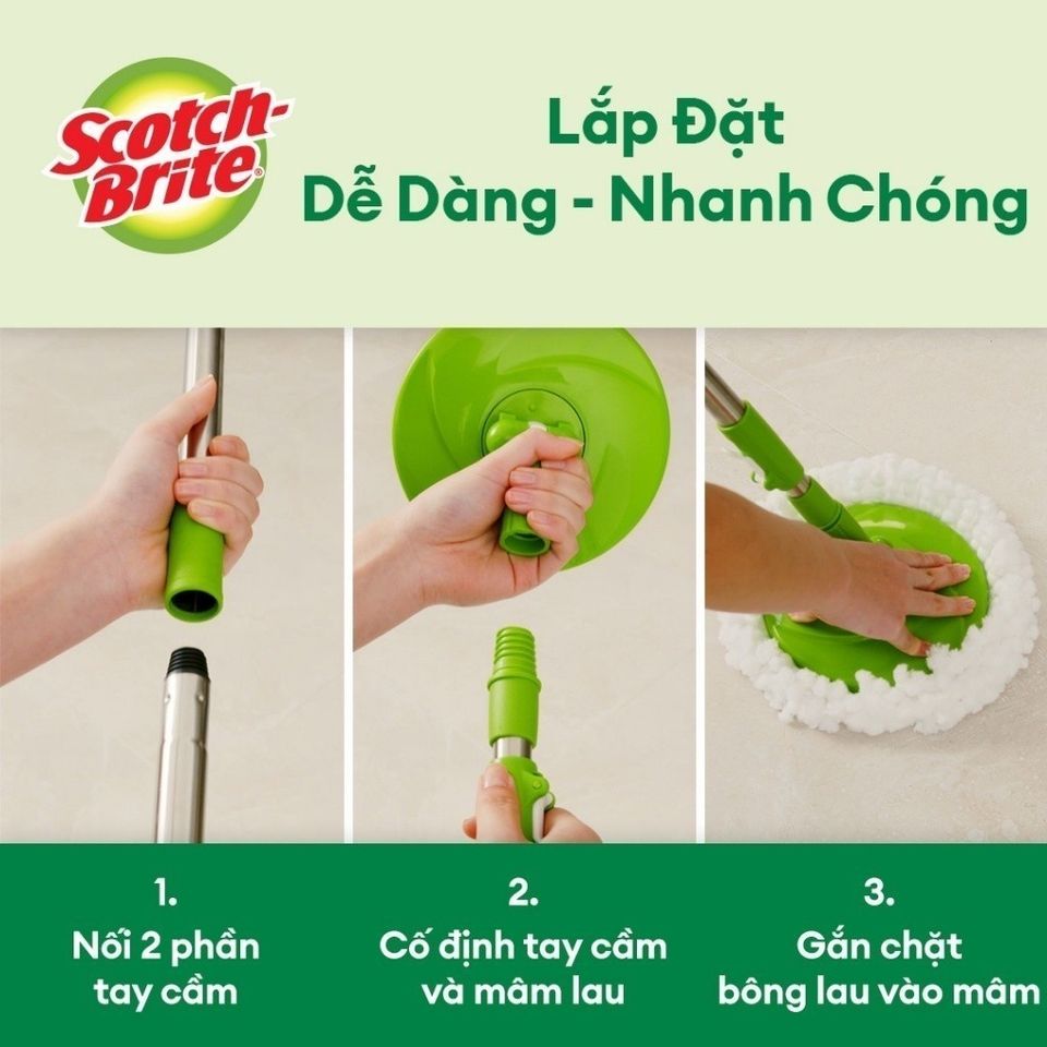 3M Scotch-Brite Next-Gen 360° Spin Mop – Dual Wash & Spin Function ...