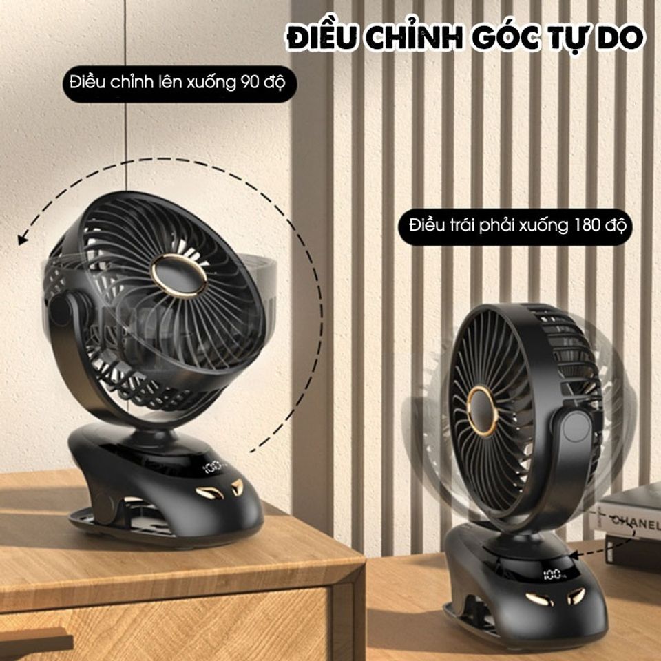 Quạt Tích Điện Mini - Tiện Lợi, Có Đèn LED - Sạc USB