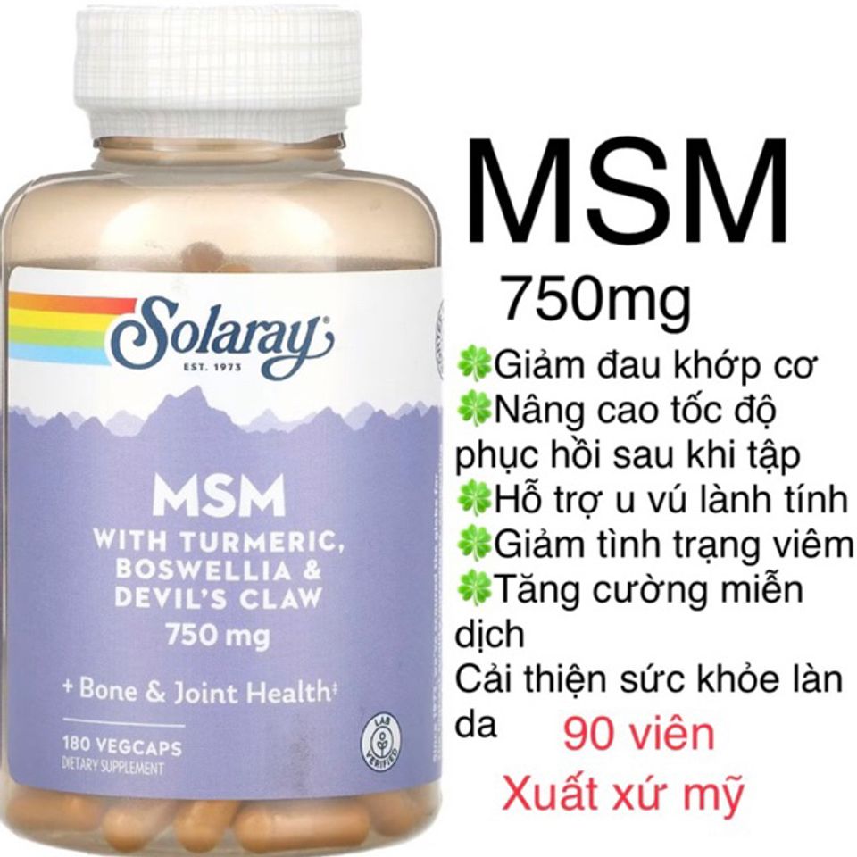 [MỸ] Viên MSM with Turmeric Boswellia & Devil’s Claw 750mg 90viên & 180 ...