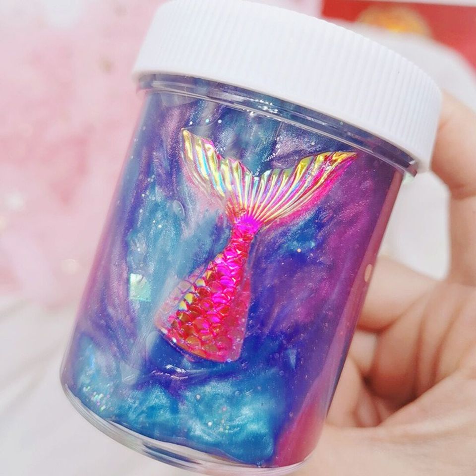 Slime vây đuôi nàng tiên cá galaxy dẻo màu cực đẹp Đồ chơi hũ slam chất ...