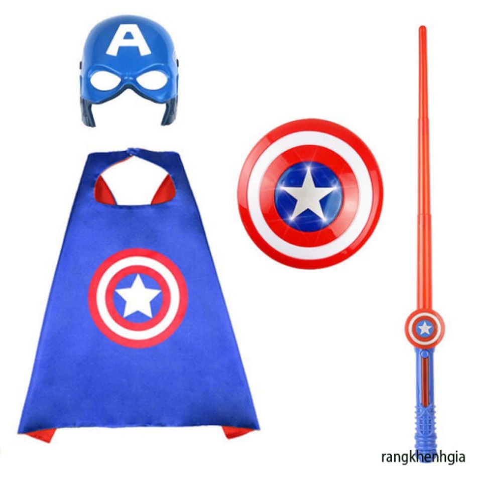 Bộ trang phục hóa trang siêu anh hùng Captain America kèm khiên, gậy ...